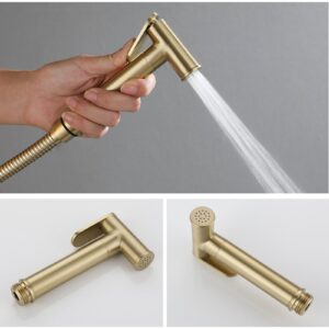 NBAAYIK Handheld Bidet Sprayer for Toilet Brushed Gold Bidet Sprayer for Toilet from Sink Handheld Bidet Sprayer Kit Pressurized Flush All Copper,Brushed Gold 4 (Brushed Gold 1)