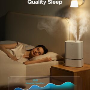 GoveeLife Smart Humidifier for Bedroom Large Room, 4.5L Cool Mist Top-Fill Humidifiers with Scent Diffuser & Night Light, Voice & App Control, Dual 360° Rotation Nozzles, Handle Design, Auto Shut Off