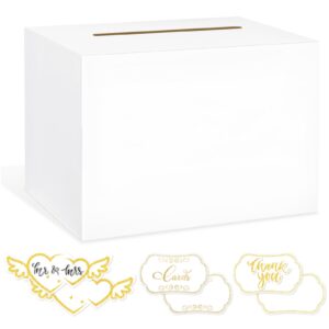 likajon 1 pack white card box for party, gift cards receiving box wedding card box money box for birthday, bridal or baby showers, retirement, anniversary, graduation, raffle ticket box