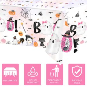 AIBIIN 3pcs Little Boo Tablecloth Halloween Baby Shower Tablecloth Decorations Halloween Spooky Boo Birthday Plastic Disposable Table Covers Halloween Birthday Table Decorations 108 x 54 Inch