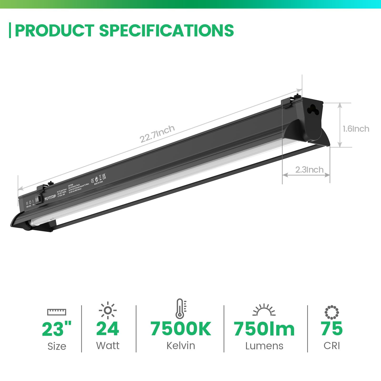 REPTITRIP T5 10.0 UVB Reptile Light with 24W Fixture, Adjustable Brightness, 23-Inch UVB Light for Reptiles, for Bearded Dragon Desert-Dwelling Reptiles