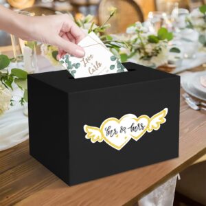 LIKAJON 1 Pack Black Card Box for Party, Gift Cards Receiving Box Wedding Card Box Money Box for Birthday, Bridal or Baby Showers, Retirement, Anniversary, Graduation, Raffle Ticket Box