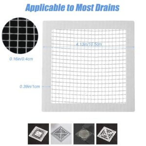 3.9 Inch Disposable Hair Catcher Shower Drain Hair Catcher Mesh Stickers Drain Cover Square Hair Drain Cover Bathtub Stopper with 5 mm Holes for Bathroom Kitchen Sink Mesh Filter (20)