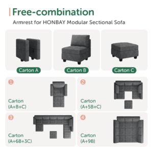 HONBAY Modular Sofa Middle Seat for Modular Sectional Couch Accent Armless Chair with Storage Dark Grey