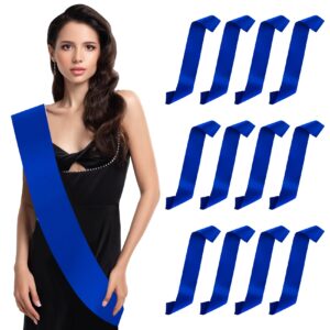 blue sash 12 pcs dark blue sashes royal blue blank sash bulk prom queen sash senior sashes class of 2024 blank sashes for pageants graduation sash groom sash diy birthday sash for men party favors