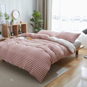 Generic Bset,Thin Strip Cotton Duvet Cover Set Fitted Bed Sheet for Summer,Soft Breathable Bset/V/200 * 220Cm(79 * 87Inch)