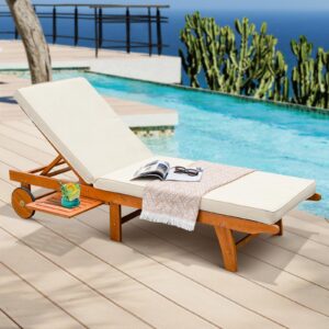 idzo upgraded cushion outdoor, 500lbs capacity patio pool loungers, stackable and foldable design, reclining backrest, federica wood chaise lounge_brown