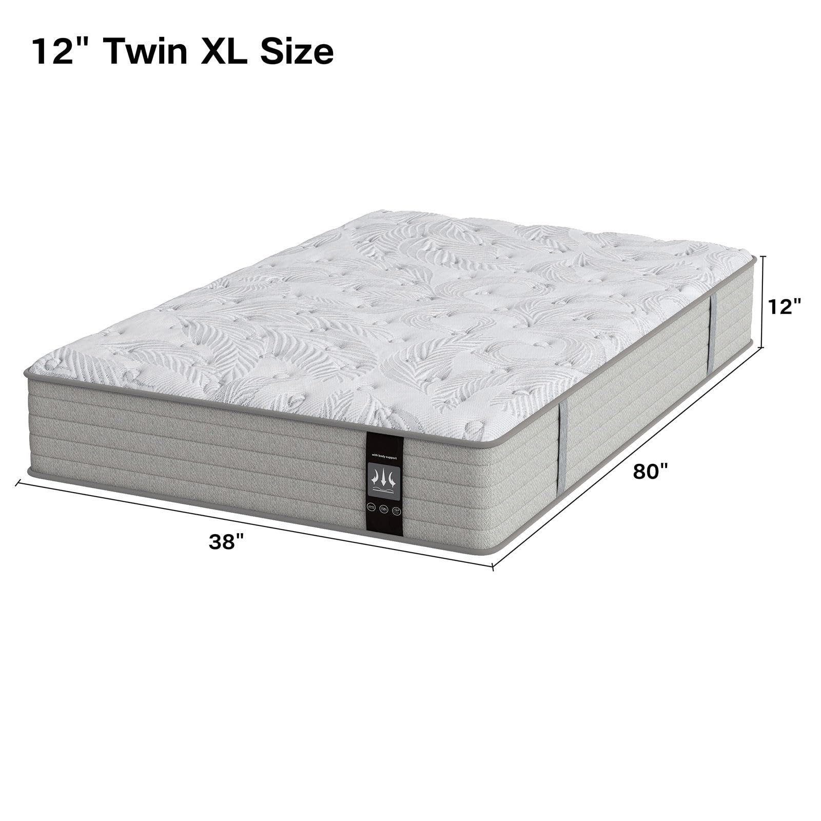 Yuewanshun Twin XL Mattress 12 Inch, Hybrid XL Twin Mattress in a Box, Individual Pocket Springs with Memory Foam, Medium Firm, Cooler Sleep with Pressure Relief and Edge Support, 38"*80"*12"