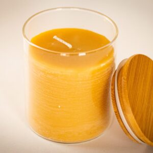 BeeTheLight Beeswax Jar Candle - 100% Pure USA Bees Wax in Glass Container - All Natural Light Honey Scent