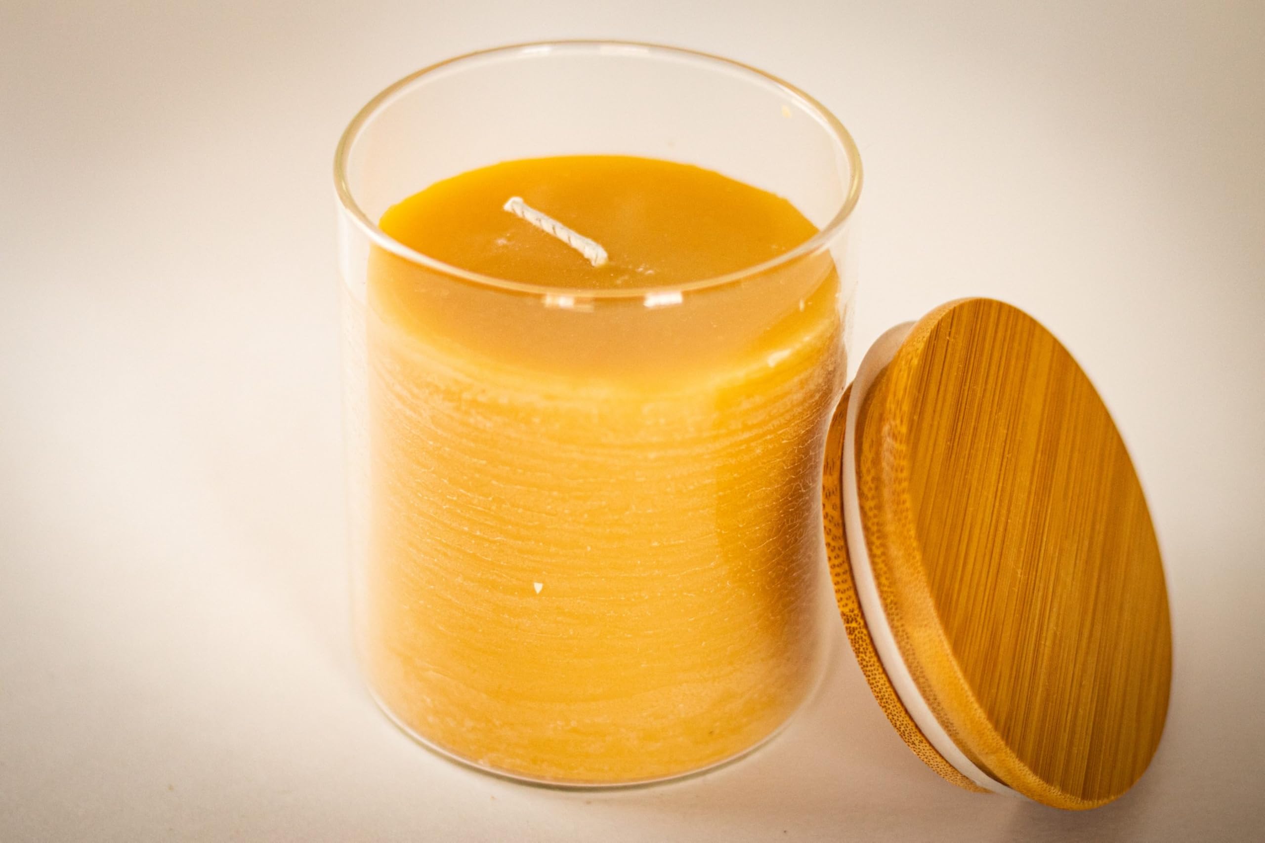 BeeTheLight Beeswax Jar Candle - 100% Pure USA Bees Wax in Glass Container - All Natural Light Honey Scent