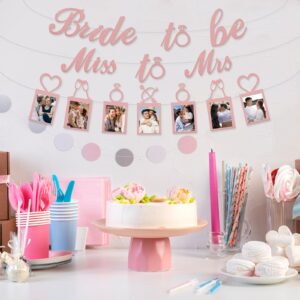 JIEYAO Glitter Bridal Shower Decorations, “Bride to be” “Miss to Mrs” Banner, Shiny Bachelorette Bridal Party Banner Miss to Mrs Sign with Photo Banner for Wedding Engagement Party Kit Supplies