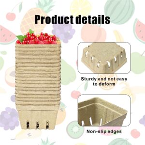 30 Pack Natural Pulp Fiber Berry Basket,Small Molded Produce Vented Basket Kitchen Supplies for Strawberry Blueberry Raspberry, Fruit Tray for Fruit Vegetable Farmer Market Grocery (Small)