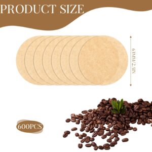 600 Pcs Replacement Coffee Filter Paper, Disposable Coffee Filter Unbleached Coffee Filter Paper Round Coffee Maker Filters Disposable Coffee Tea Filters For Home Office Use