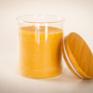 BeeTheLight Beeswax Jar Candle - 100% Pure USA Bees Wax in Glass Container - All Natural Light Honey Scent