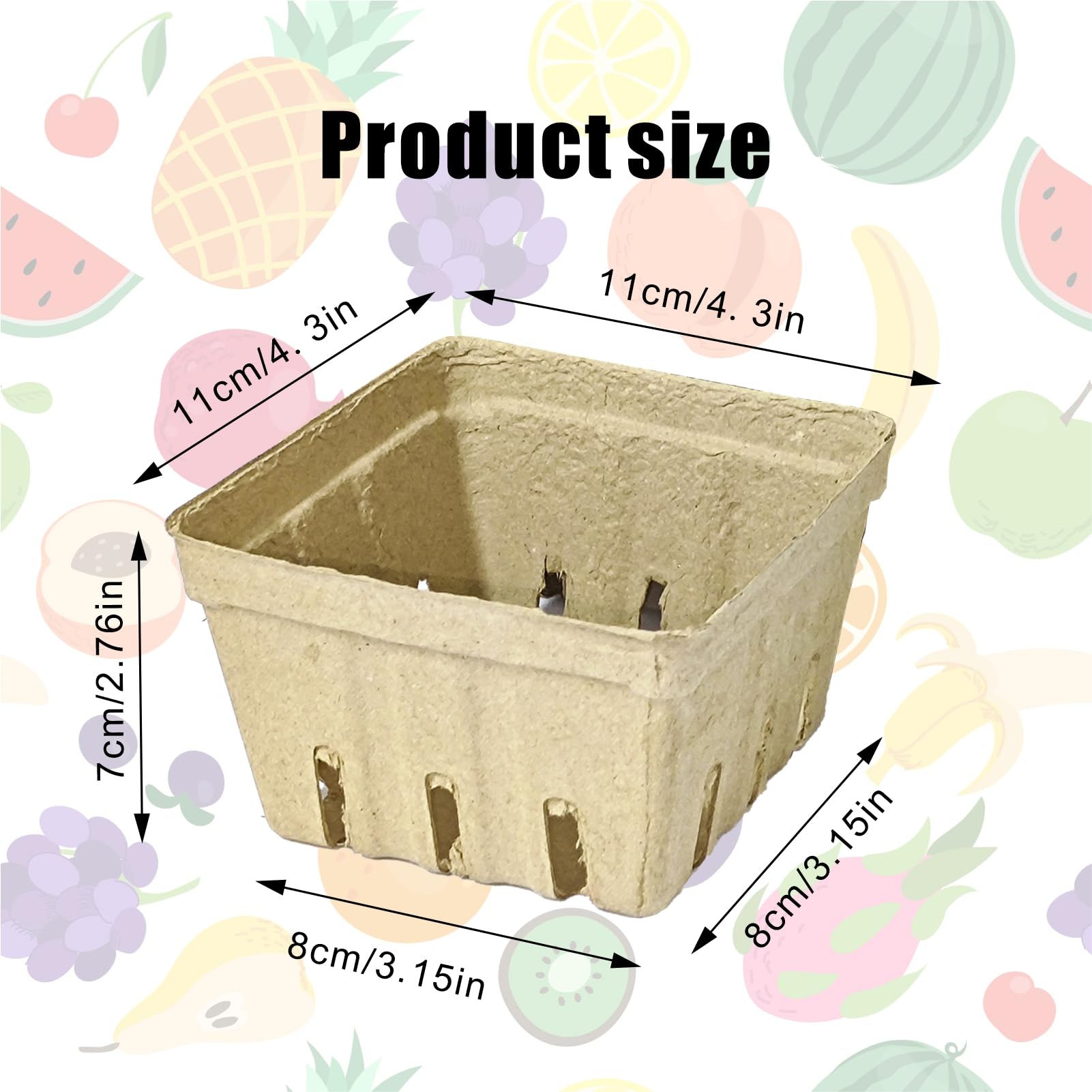 30 Pack Natural Pulp Fiber Berry Basket,Small Molded Produce Vented Basket Kitchen Supplies for Strawberry Blueberry Raspberry, Fruit Tray for Fruit Vegetable Farmer Market Grocery (Small)