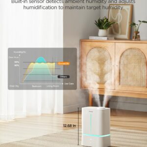 GoveeLife Smart Humidifier for Bedroom Large Room, 4.5L Cool Mist Top-Fill Humidifiers with Scent Diffuser & Night Light, Voice & App Control, Dual 360° Rotation Nozzles, Handle Design, Auto Shut Off