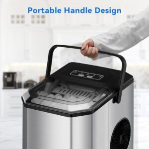 Ice Maker,Countertop Ice maker 26LBs/24H, 9 Ice Cubes Ready in 6 Mins,Ice Makers Countertop Self-Cleaning,Bullet-shaped Nugget Ice Produced with Basket and Ice Scoop, Smart Ice Full Alert Feature.