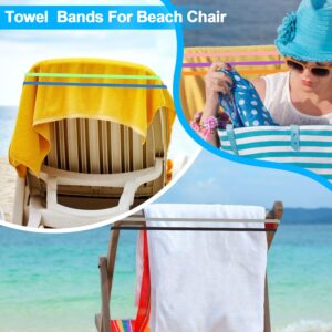 CCINEE 12 Pack Beach Towel Bands for Beach Chair, Stretchable Silicone Towel Holder for Cruise Chairs Elastic Towel Craber Clips for Sorting and Organizing