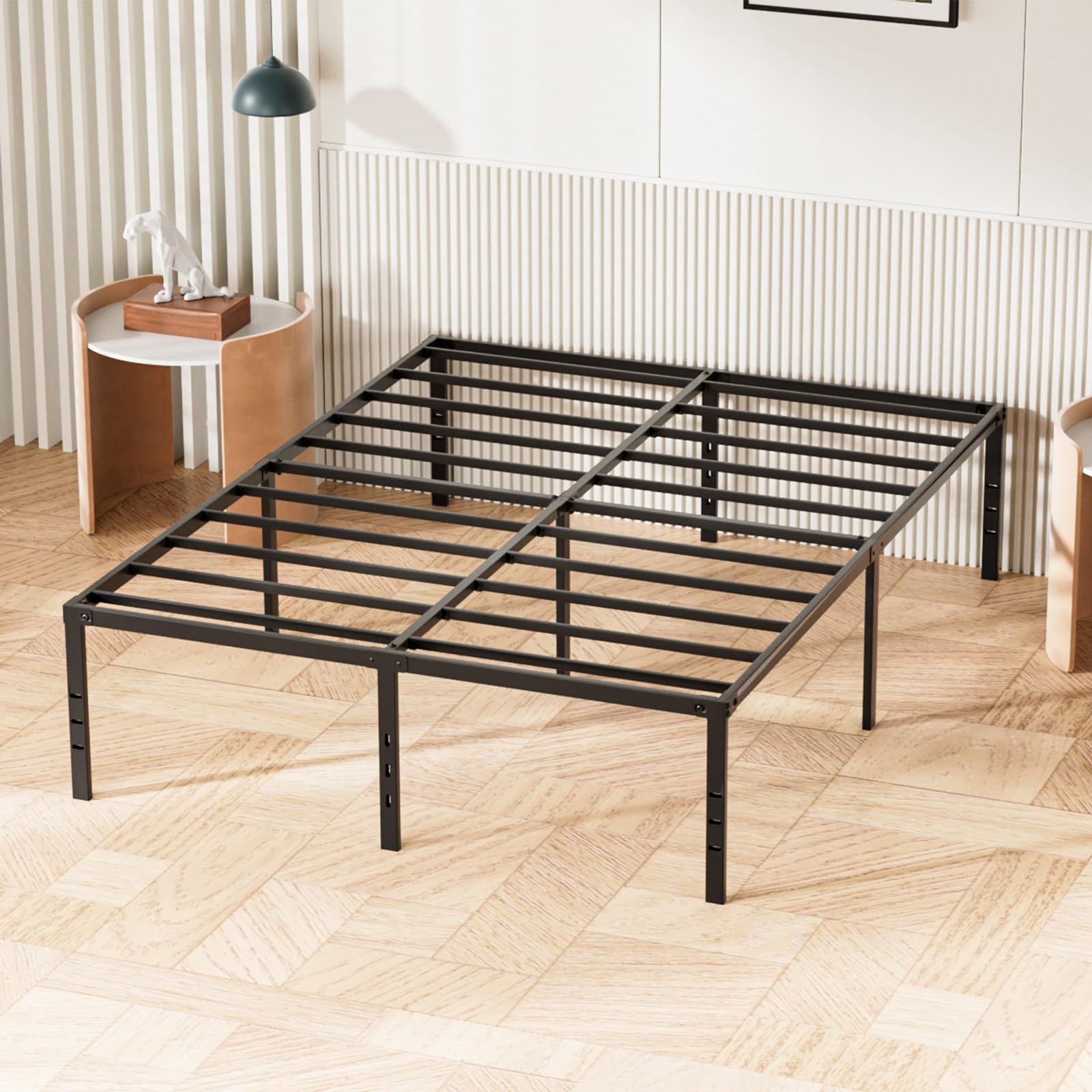 Wzialo Full Bed Frame - 14 Inch Sturdy Metal Platform Bed Frame, Under-Bed Storage Space, Heavy Duty Full Size Bed Frame, Noise-Free, Non-Slip, No Box Spring Needed