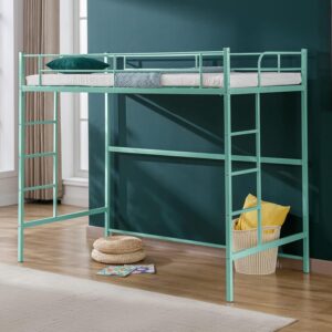 pipleo loft bed twin size, multifunctional twin size loft bed frame with safety guardrail and ladder, space-saving, loft beds for juniors and teens, no box spring needed