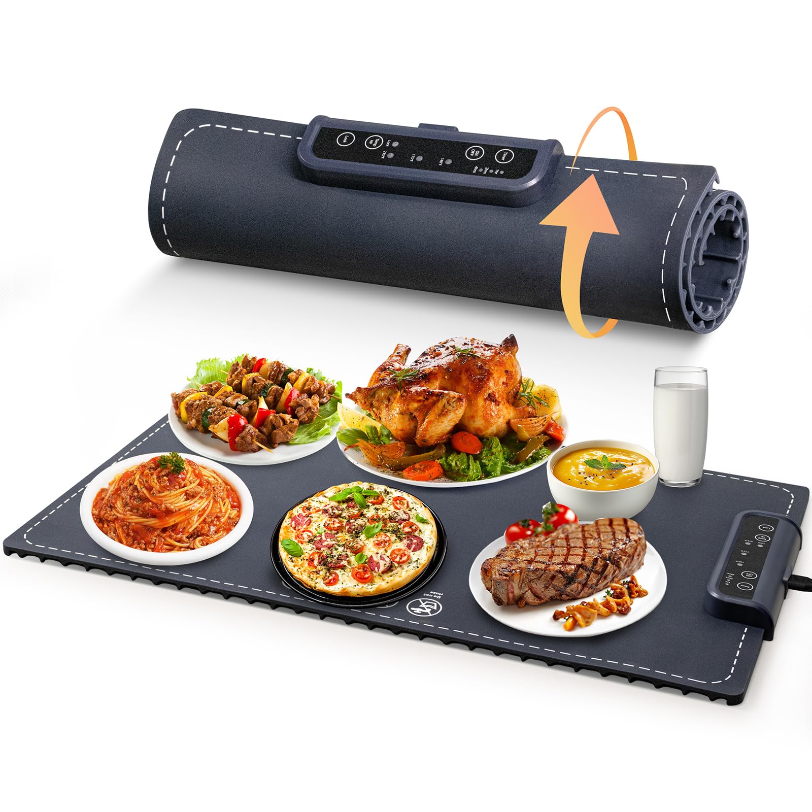 AOLADY Portable Food Warmers: Roll Up Silicone Heating Mat for Food - Foldable Electric Warming Tray Party Essentials Hot Plate Keep Food Warm Heating Trays for Parties Buffet Serving Food