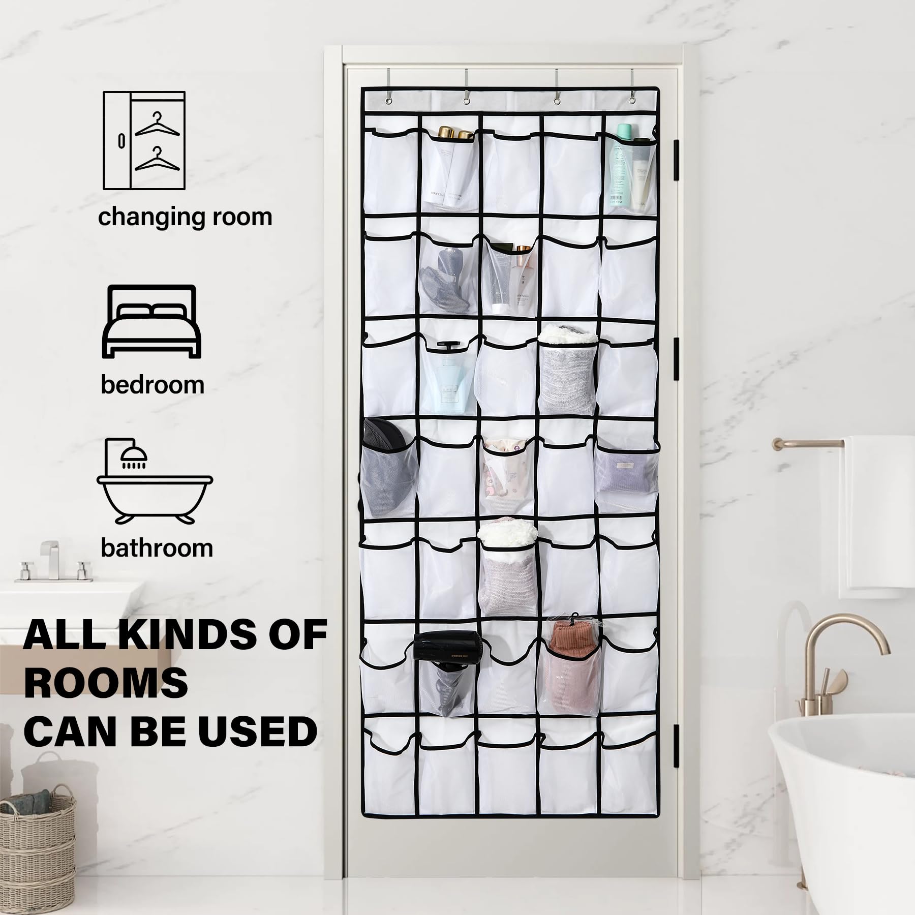 35Large Pockets Over The Door Shoe Organizer, Mesh Pockets Shoe Holder Rack, Capacity Shoe Hanging Storage With 4 Metal Hook35Large Pockets Over The Door Shoe Organizer, Mesh Pockets Shoe Holder Rack,