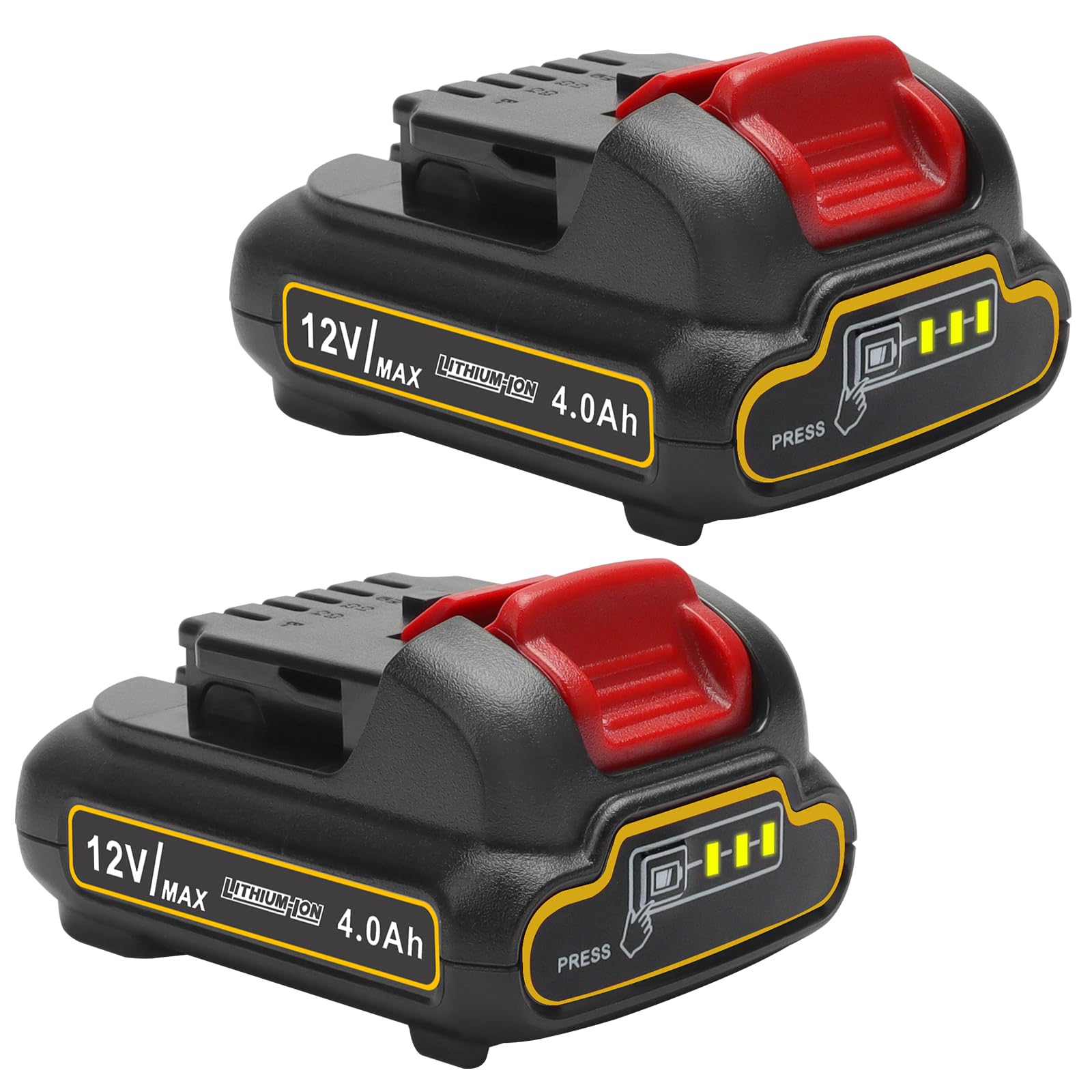 TENMOER 2 Pack DCB120 12V 4.0Ah Battery Compatible with Dewalt 12V Max Battery Replacement for 12V Dewalt Battery