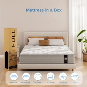 Yuewanshun King Mattress, 12 Inch Hybrid King Size Mattress Individual Pocket Spring with Memory Foam, Mattress in a Box, Medium Firm, Pressure Relief and Motion Isolation, CertiPUR-US,76"*80"*12"