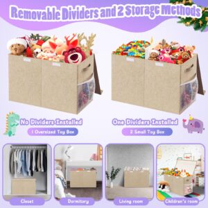 Large Toy Box, Collapsible Storage Bins with Lids, Toy Storage Organizer Toddler Bin Boxes for Kids Boys Girls, 25"x13"x16"Toy Chest Bin Box Baskets for Nursery, Living Room, Playroom, Bedroom, Beige