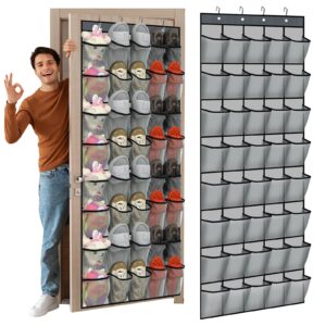 windyun 40 large over the door shoe organizer shoe rack for door gray mesh pockets hanging shoe organizer for closet shoe holder rack behind door hanger hanging shoe rack nonslip holder for shoes