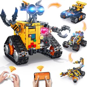 demkia robot toys building set for kids and adults, rechargeable 4-in-1 remote & app controlled rc wall robotics kit stem toys, christmas birthday gifts for boys ages 6 7 8-12 (588 pcs)