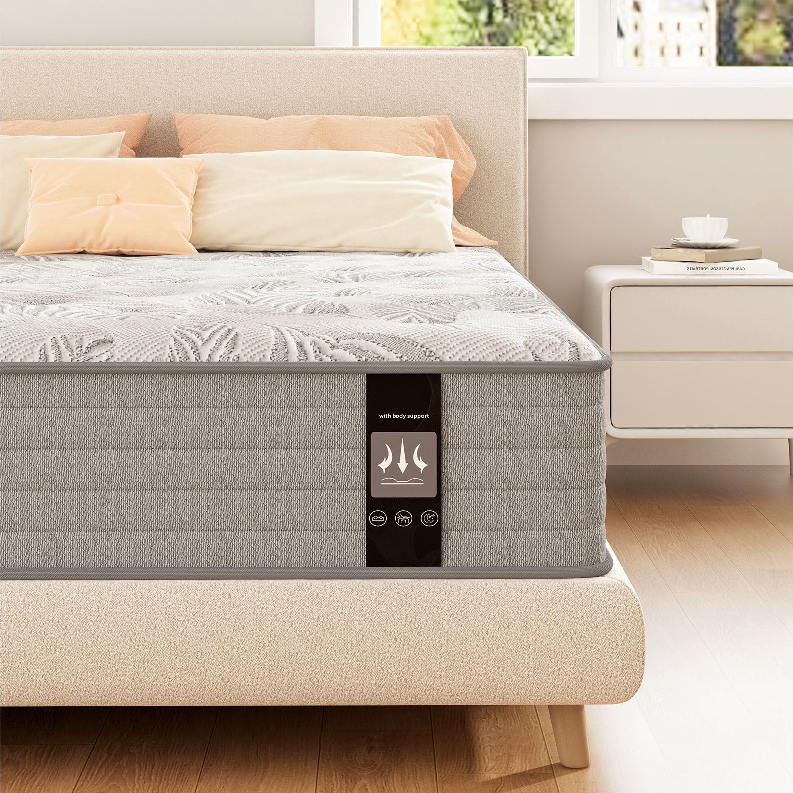 Yuewanshun Twin XL Mattress 12 Inch, Hybrid XL Twin Mattress in a Box, Individual Pocket Springs with Memory Foam, Medium Firm, Cooler Sleep with Pressure Relief and Edge Support, 38"*80"*12"