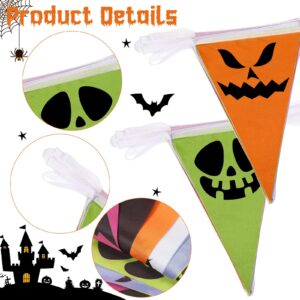 HunnmingRe 164 Feet Halloween Pennant Banner Flags 5 Pcs Scare Face Fabric Triangle Flags Bunting Garland DIY String Banner for Halloween Party Hanging Decoration Garden Indoor Outdoor