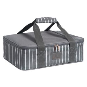 fun elements casserole carrier for hot or cold food, insulated casserole dish carrier, thermal lasagna lugger tote for potluck parties/picnic/cookouts, fits 9"×13" baking dish, grey