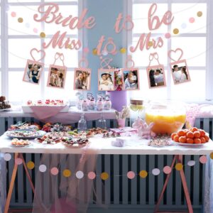 JIEYAO Glitter Bridal Shower Decorations, “Bride to be” “Miss to Mrs” Banner, Shiny Bachelorette Bridal Party Banner Miss to Mrs Sign with Photo Banner for Wedding Engagement Party Kit Supplies