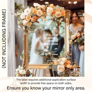 Personalized Welcome to Our Wedding Mirror Sign Decal DIY - Customized Bride and Groom Names - Lettering Elegant Happily Ever After Party Vinyl Sticker Wall Reception Decor