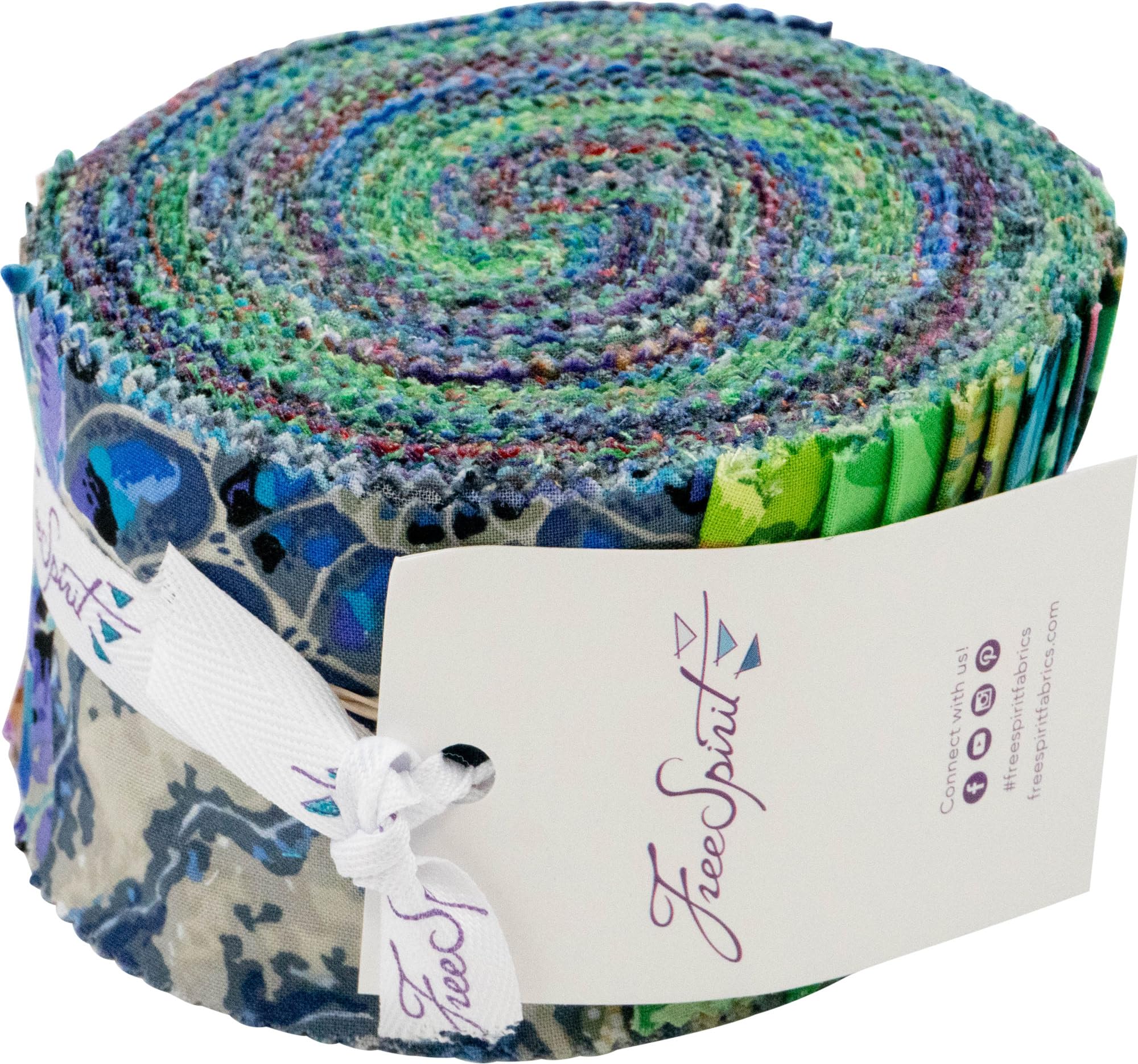 Kaffe Fassett Collective August 2024 Cool Design Roll 40 2.5-inch Strips Jelly Roll FreeSpirit