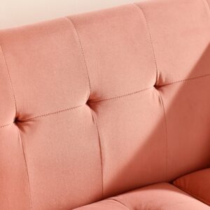 48" W Loveseat Sofa, Mid Century Modern Decor Love Seat Couches for Living Room, Button Tufted Upholstered Small Couch for Bedroom, Solid and Easy to Install Love Seats Furniture (Pink)