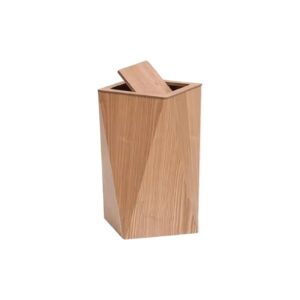 licong-2019 kitchen trash can wooden garbage cans household simple with lid high-grade living room waste basket creative diamond-shaped office paper basket waste basket(logs,s)