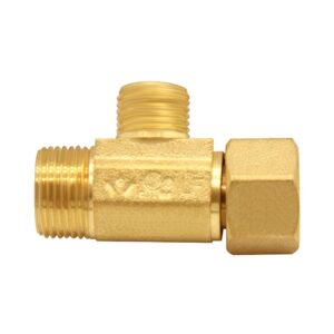 Uenede 2PCS Lead-Free Brass Angle Stop Add-A-Tee Valve, 3/8" Compression Inlet x 1/4" Compression Outlet x 3/8" Compression Outlet, Water Line Splitter 3 Way Valve Fittings