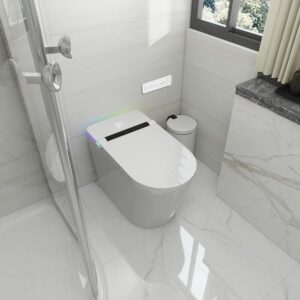 Smart Toilet with Built-in Bidet Seat, Tankless Toilet with Auto Lid Opening, Closing and Flushing, Heated Seat, Digital Display, Elongated