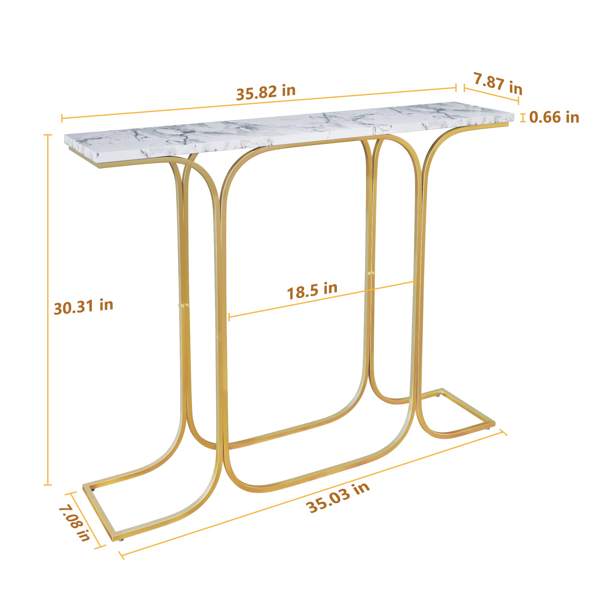 HOLTICO Console Table Narrow Sofa Table with Stable Metal Legs Entrance Table Home Decor Behind The Couch Table Modern Foyer Table for Living Room, Entryway, Hallway, Gold