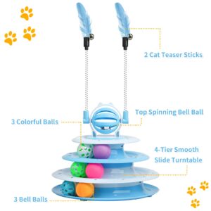 Goosheep Cat Toys Interactive Cat Toys for Indoor Cats Kitten Toys Interactive Cat Toy Cat Puzzle Toy Cat Ball Toy with 2 Cat Teasers (Blue)