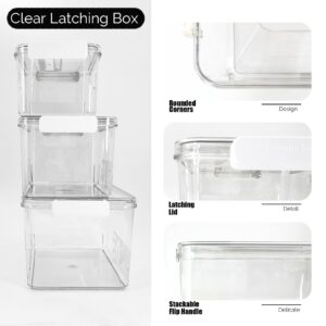 RETRONLY Clear Latch Boxes for Storage - 6 Qt Plastic Storage Containers with Lids, Clear Bins for Storage & Organizer, Storage Bins with Handle(24 QT, 4 Pack)