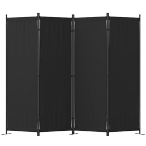 kecreque room divider, 4 panel folding privacy screen, 88" room divider panel with wider 3 metal legs,partition room dividers can be used for home office dormitory dining room decor (black)