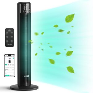 provirtec windmaster smart tower fan for bedroom, 90° oscillating floor tower fan cold, quiet cooling tower fan for home, 36 inch tall standing tower fan 6 speeds, 24h timer works with app & remote