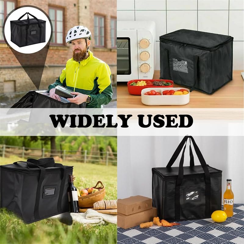 Large Insulated Food Delivery Bag for Pizza Delivery, Grocery- Cooler Bag, Food Warmers for Parties, Thermal Bags for Cold and Hot Food Carrier (L)