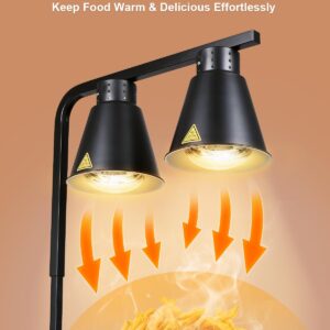 Food Heat Lamp: Commercial Food Warmer Lamp with Free-Standing, Heat Lamp for Food Catering Food Warming Lamp for Buffet Parties, 500W (Painted Black)