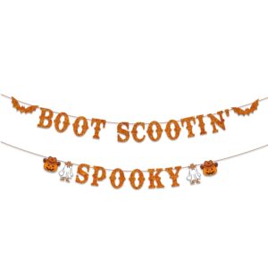 boot scoot spooky banner for western halloween decorations, vintage western ghost halloween decorations, western halloween banner for halloween spooky decorations, halloween cowboy boo decorations