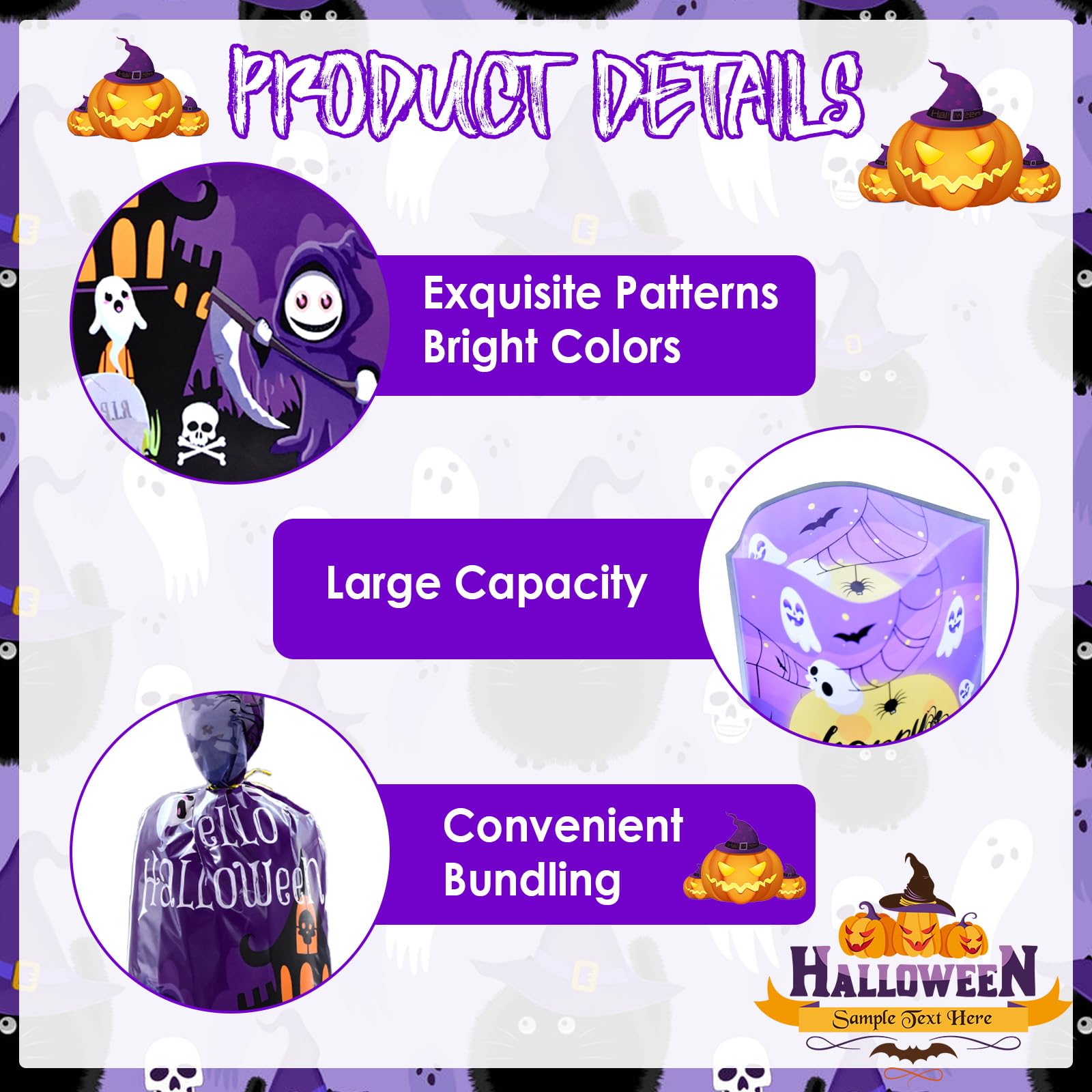 160 Pcs Halloween Cellophane Candy Bags - 4 Patterns Cute Treat Bags with Twist Ties, Trick or Treat Goodie Snack Gift Bags for Halloween Party Favors, Holiday Gift Wrapping, and Spooky Supplies